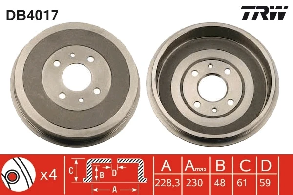 DB4017 TRW freno de tambor trasero