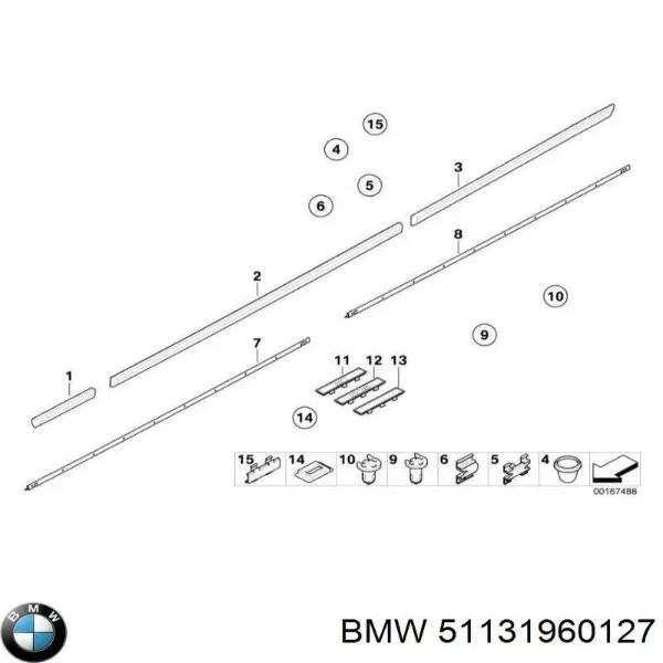 51131960127 BMW Clips de fijación de moldura de puerta