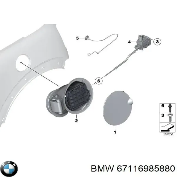 67116985880 BMW Cerradura, tapa del depósito de gasolina