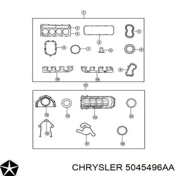 5045496AA CHRYSLER junta, colector de escape, derecha