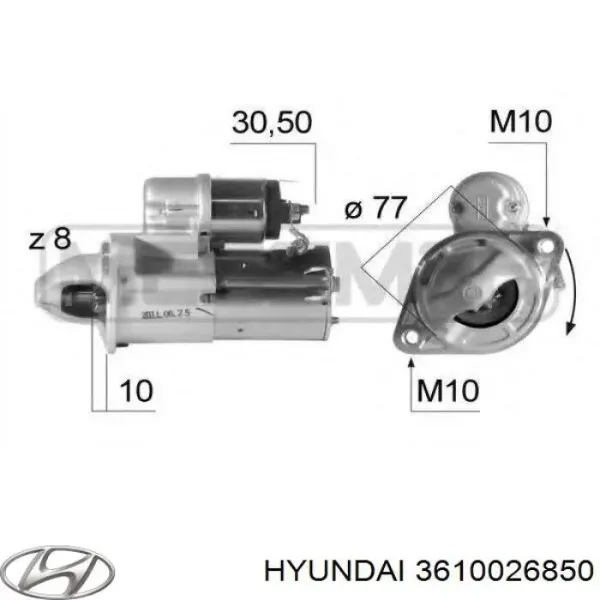 3610026850 HYUNDAI/KIA Motor de arranque