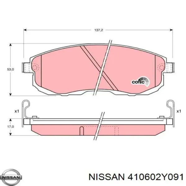 410602Y091 NISSAN/INFINITI Pastillas de freno delanteras