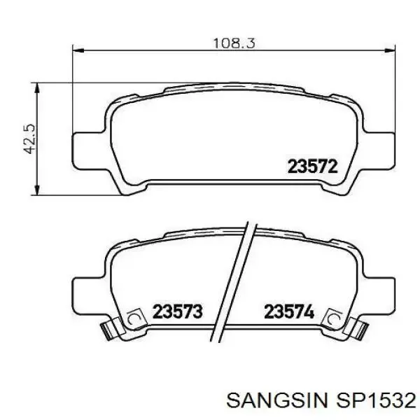 SP1532 SANGSIN Pastillas de freno traseras