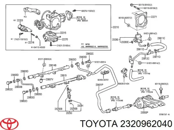 2320962040 TOYOTA Inyector