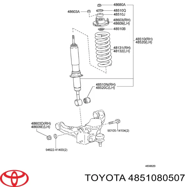 4851080507 TOYOTA amortiguador delantero