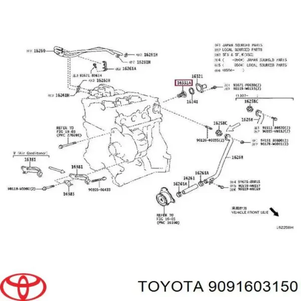 9091603150 TOYOTA Termostato
