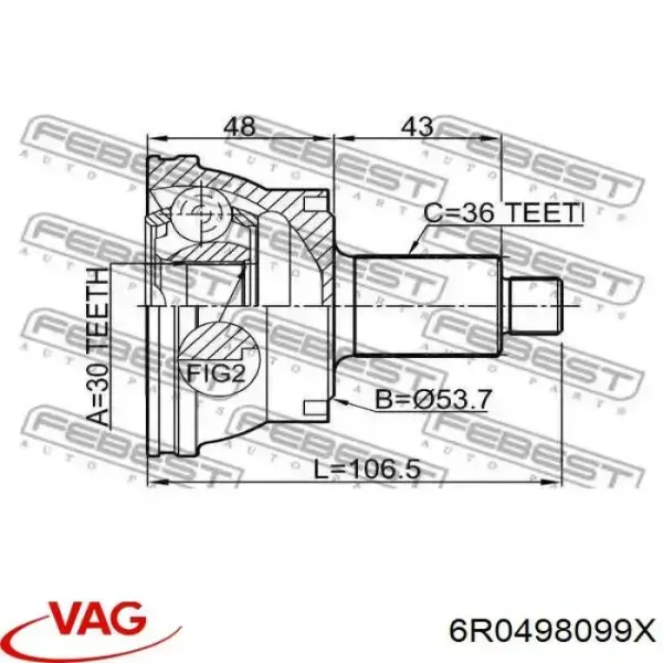 6R0498099X VAG Junta homocinetica