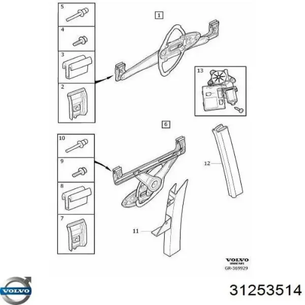 31253514 VOLVO Mecanismo de elevalunas delantero derecha